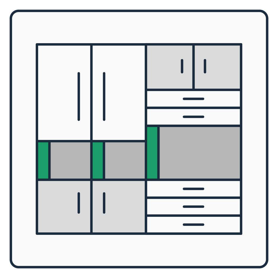 WALK-IN-ROBE L-Shape will fit walls sides of 3500x3500mm