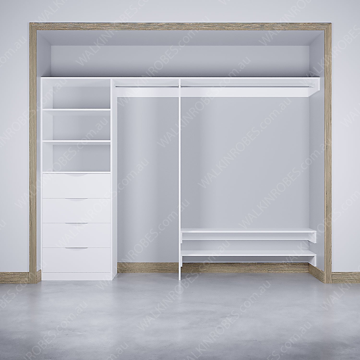 WALK-IN-ROBE fit in width of 2500mm